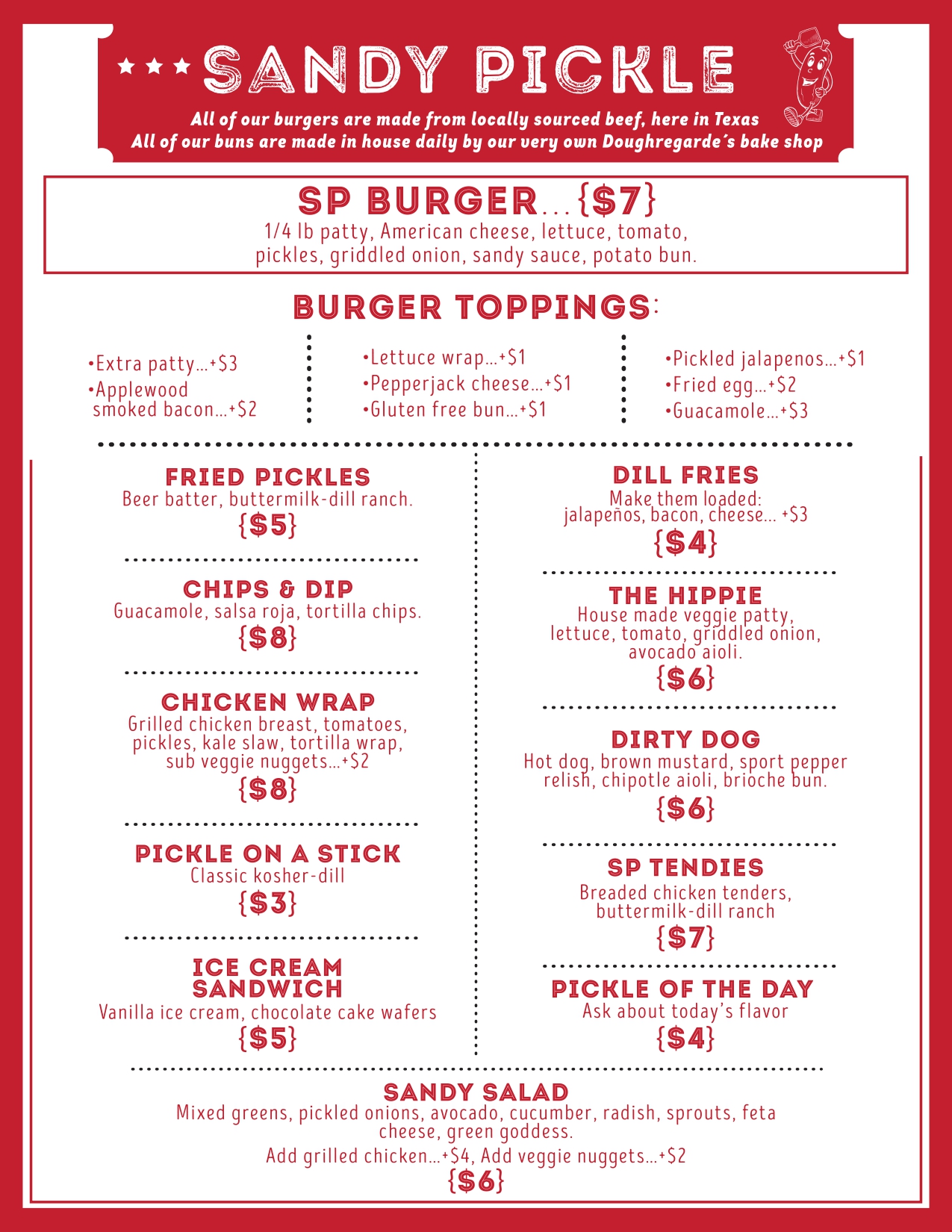 menu - Sandy Pickle